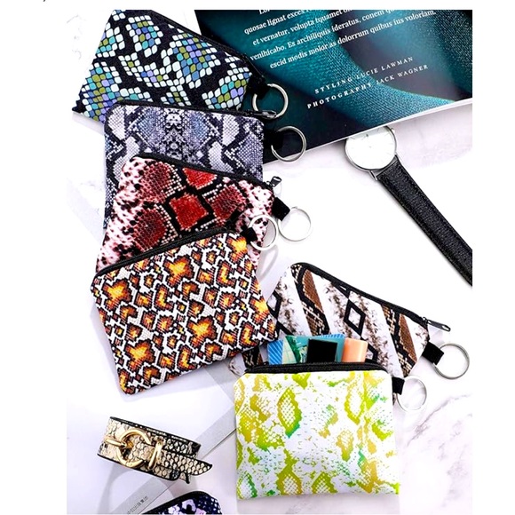 Accessories | 8 Multicolored Snake Printed Zipper Pouches With Key Ring ...